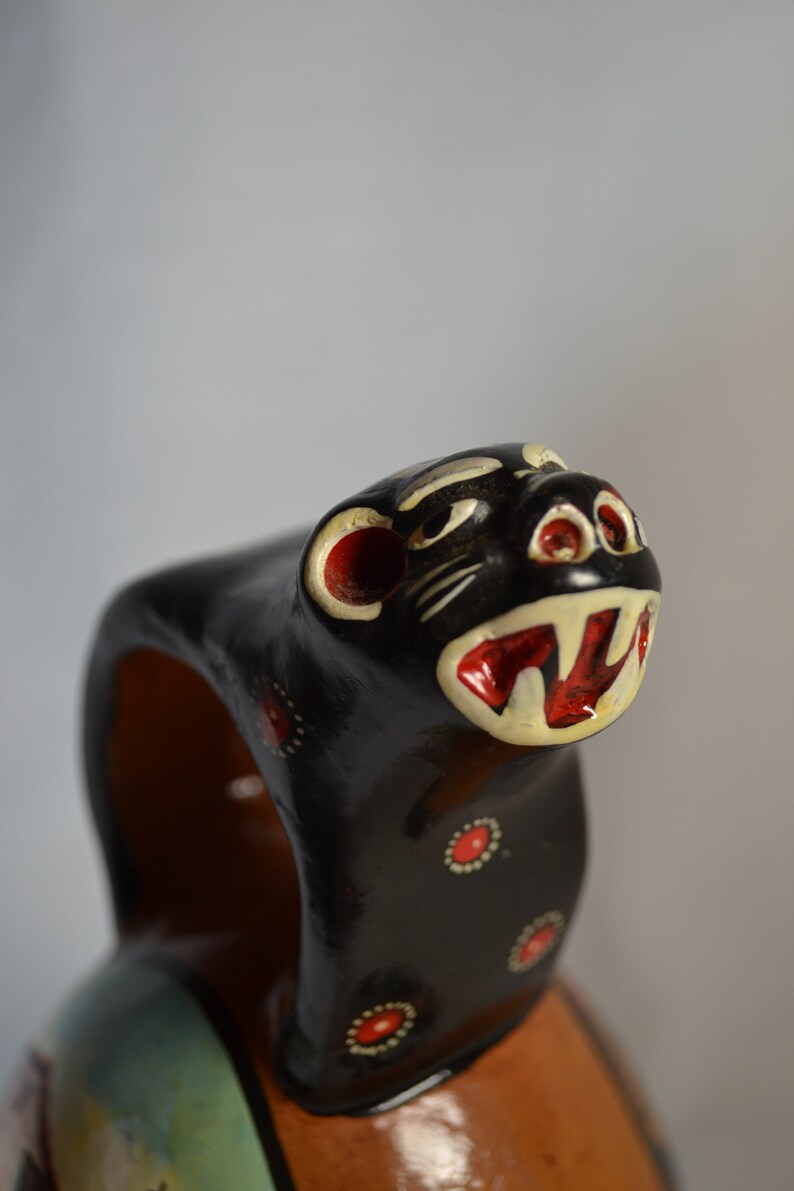 Vintage Cusco Peru Chicha Terracotta Jug Jaguar Figurine Handle Hand ...