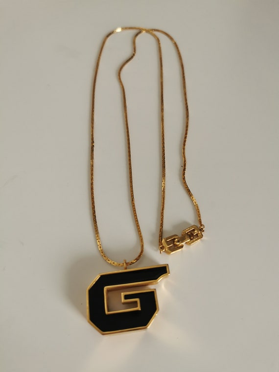 GIVENCHY G LOGO 1979 Gold Plated Vintage Designer Nec… - Gem