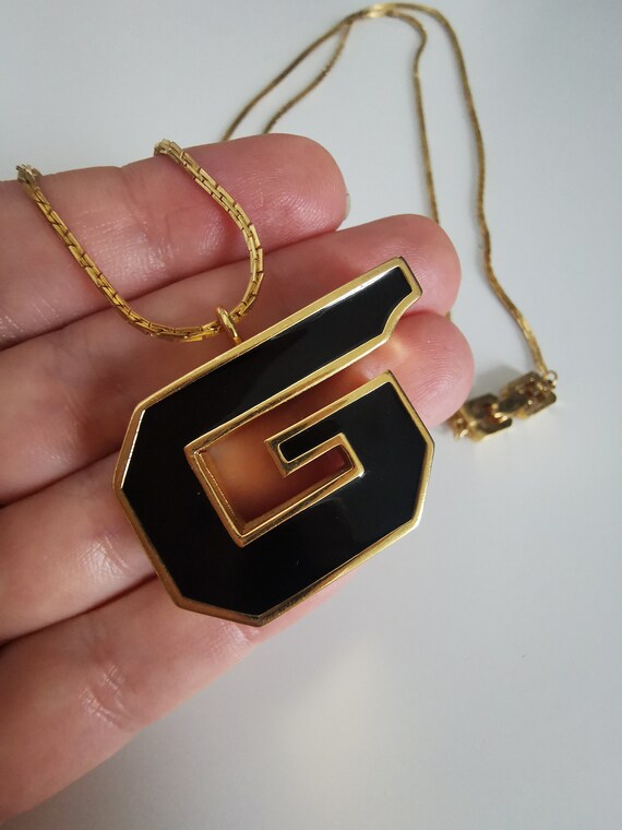 GIVENCHY G LOGO 1979 Gold Plated Vintage Designer Nec… - Gem