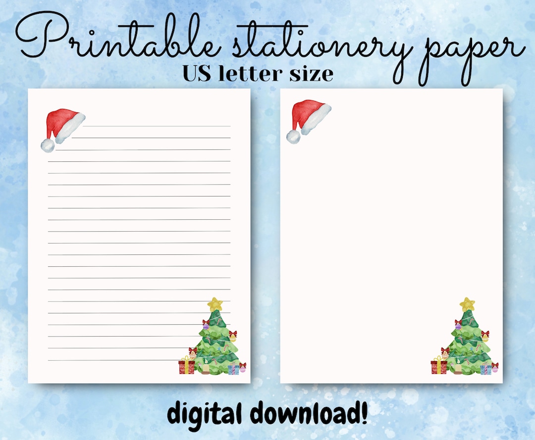 Christmas Printable Writing Paper, Penpal, Stationery Paper, Digital ...