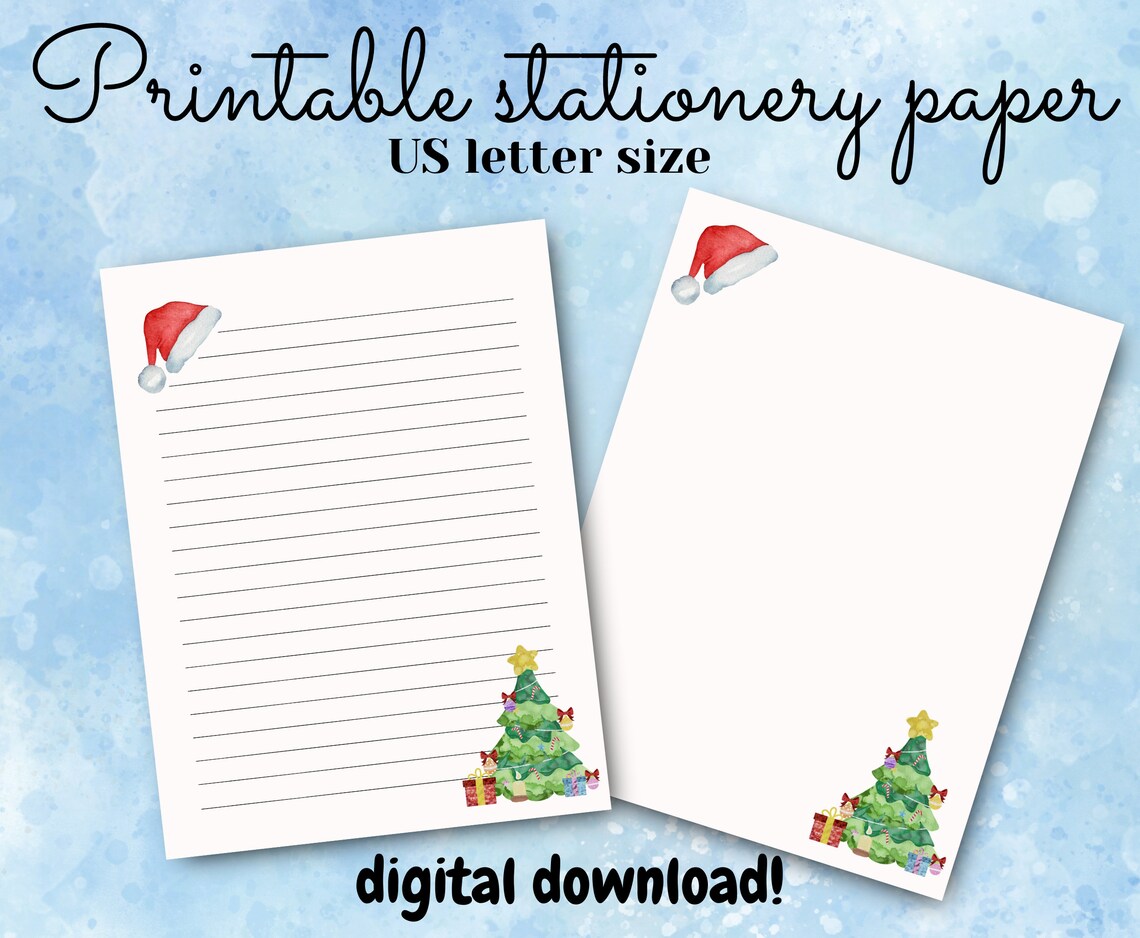 Christmas Printable Writing Paper, Penpal, Stationery Paper, Digital ...