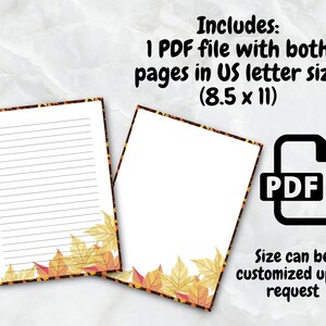 Maple Leaves Printable Stationery Paper, Fall Autumn, Stationery Paper ...