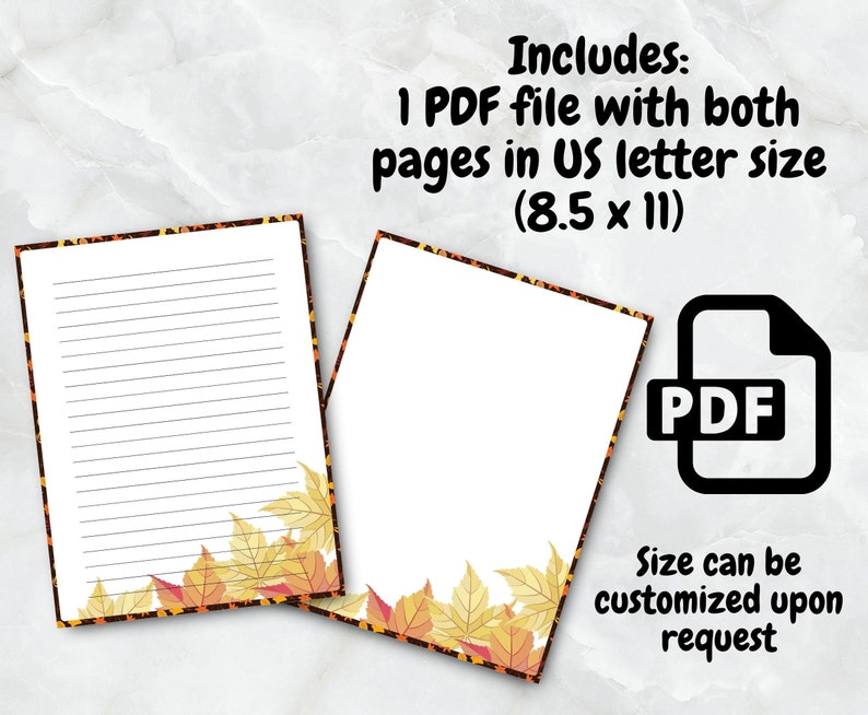 Maple Leaves Printable Stationery Paper, Fall Autumn, Stationery Paper ...