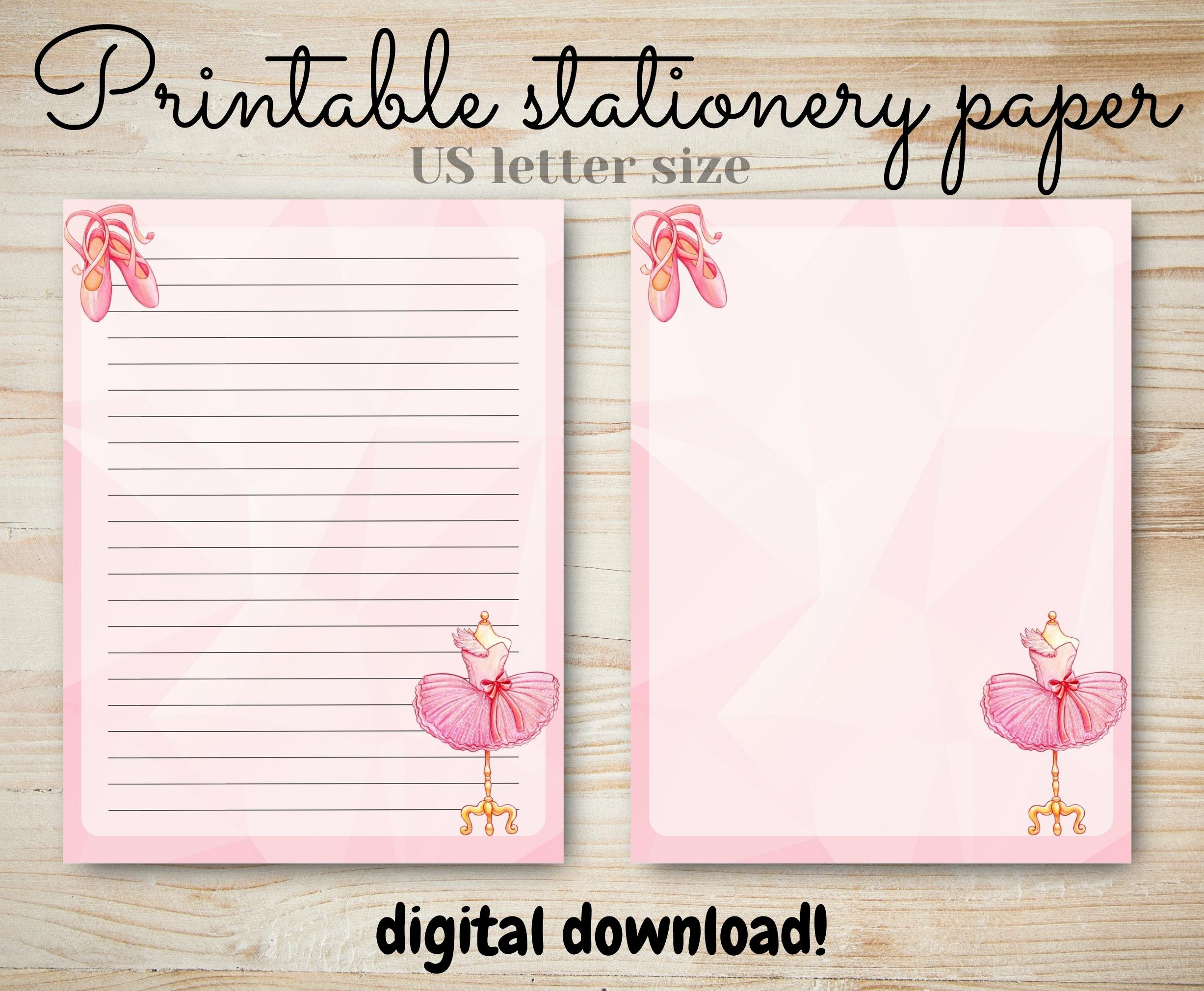 Ballerina Theme Printable Stationery Paper, Stationary Set, Writing ...