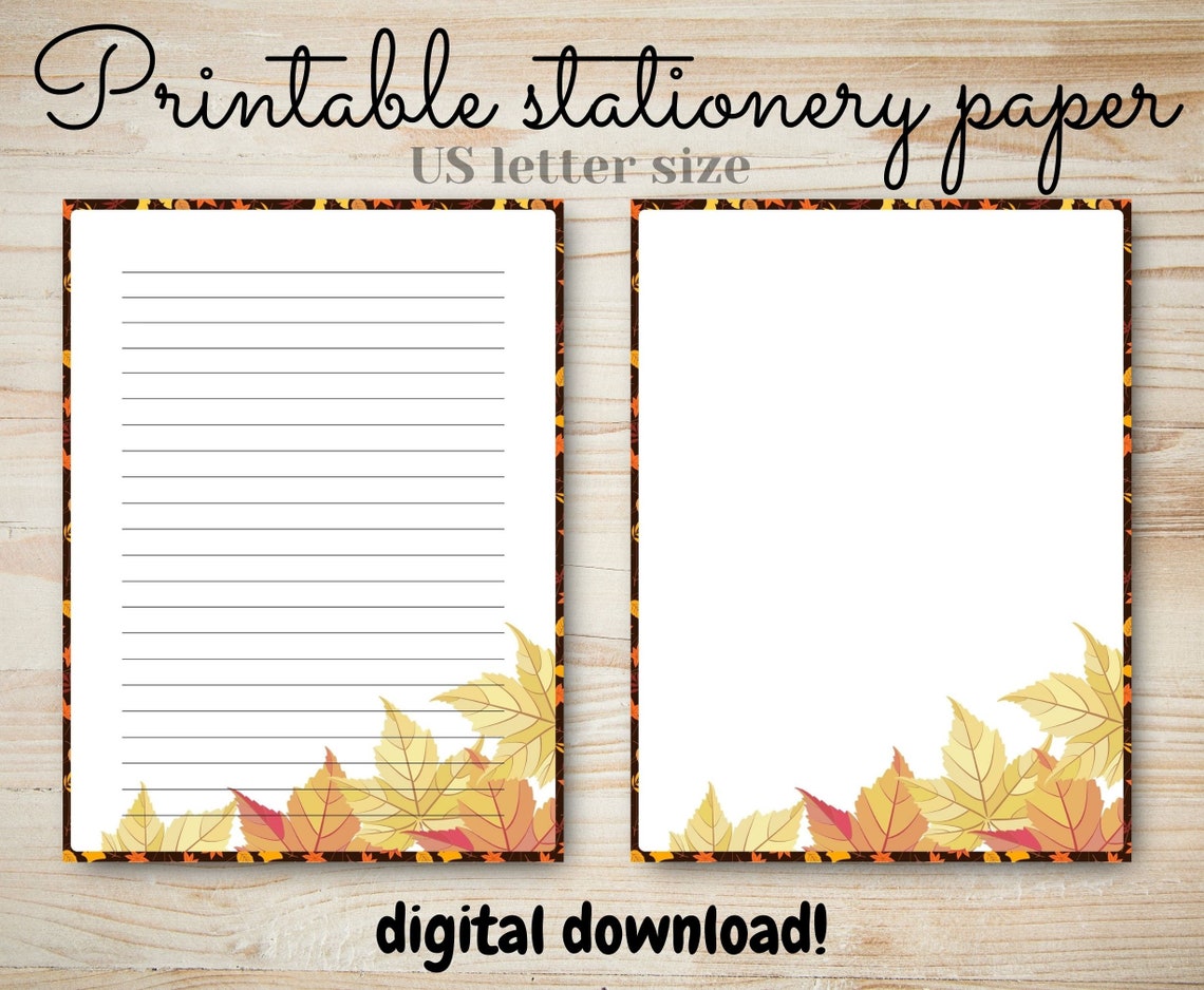Maple Leaves Printable Stationery Paper, Fall Autumn, Stationery Paper ...