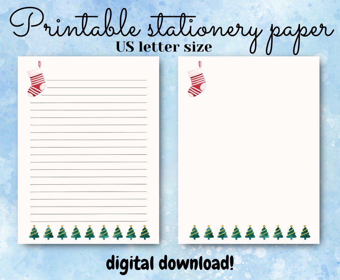 Christmas Printable Writing Paper, Lined, Unlined, Writing Paper Set ...