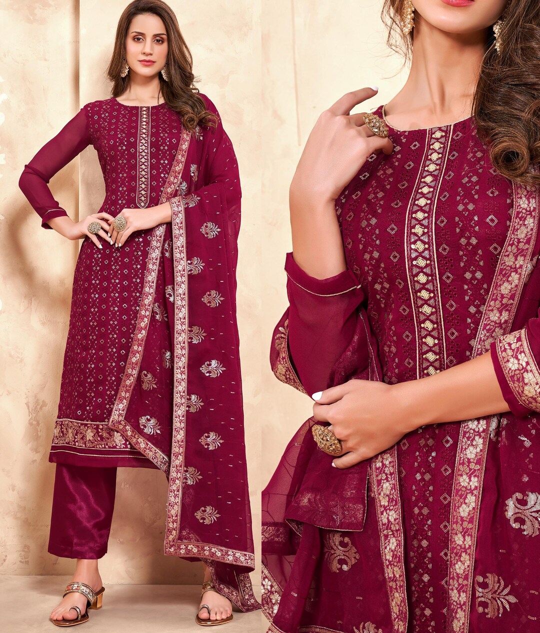 New Pakistani Salwar Suit Pink, Party Wear Salwar Kameez, Wedding ...