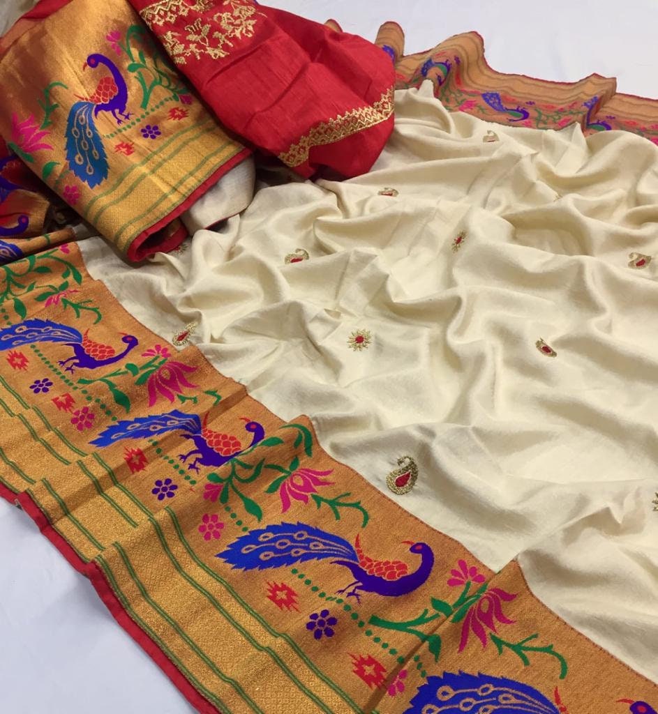 Pure Silk Paithani Saree for Women With Patch Work Border - Etsy