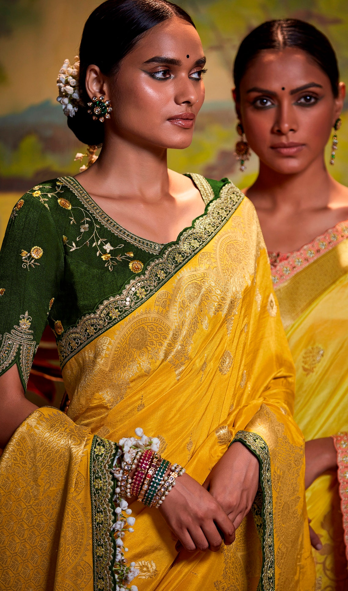 Yellow Soft Silk Saree for Haldi,wedding Party Wear Yellow Sari With ...