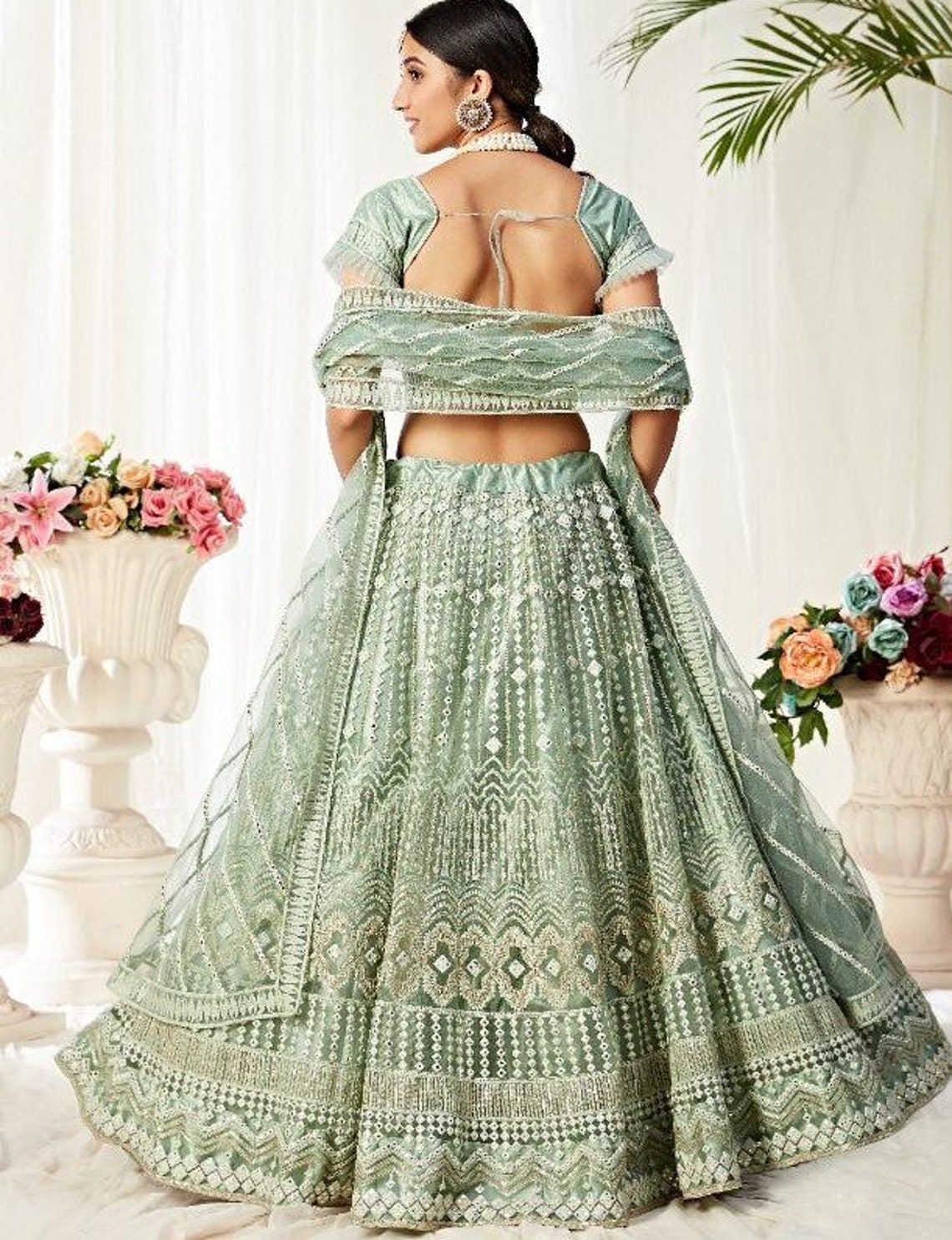 Latest Light Pista Color Lehenga Latest Lehenga Wedding Dress | Etsy