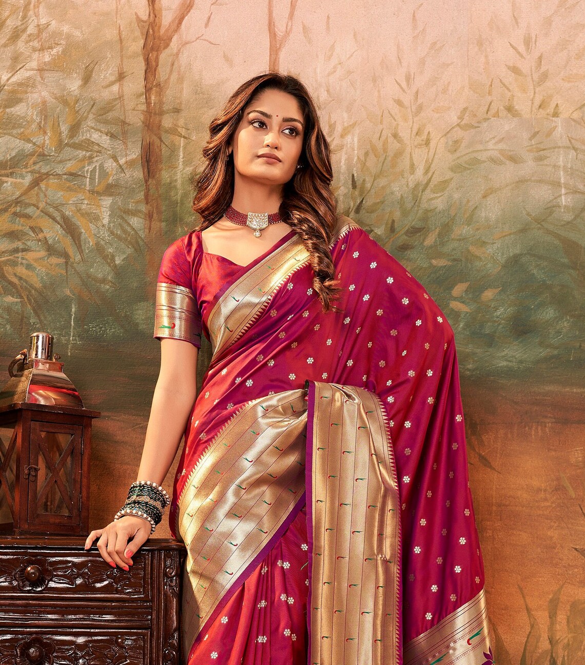 Maroon Paithani Silk Saree for Wedding for Occasion, Saree for Women ...