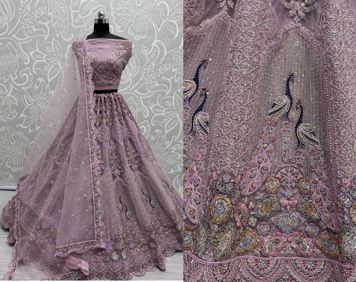 Trendy Lavender Purple Lehenga for Wedding Embroidered Bridal Lehenga ...