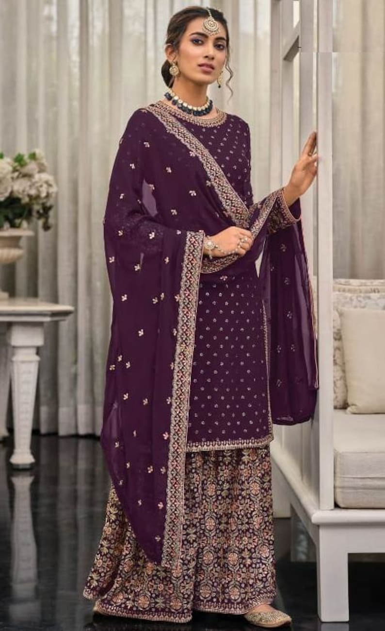 Pakistani Dress Kurta Palazzo Set Women Indian Bollywood Style - Etsy