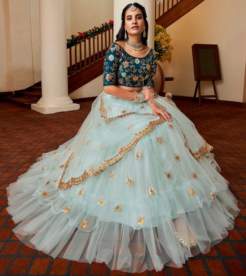 Light Blue Lehenga Ready to Wear Wedding for Women and Girls - Etsy