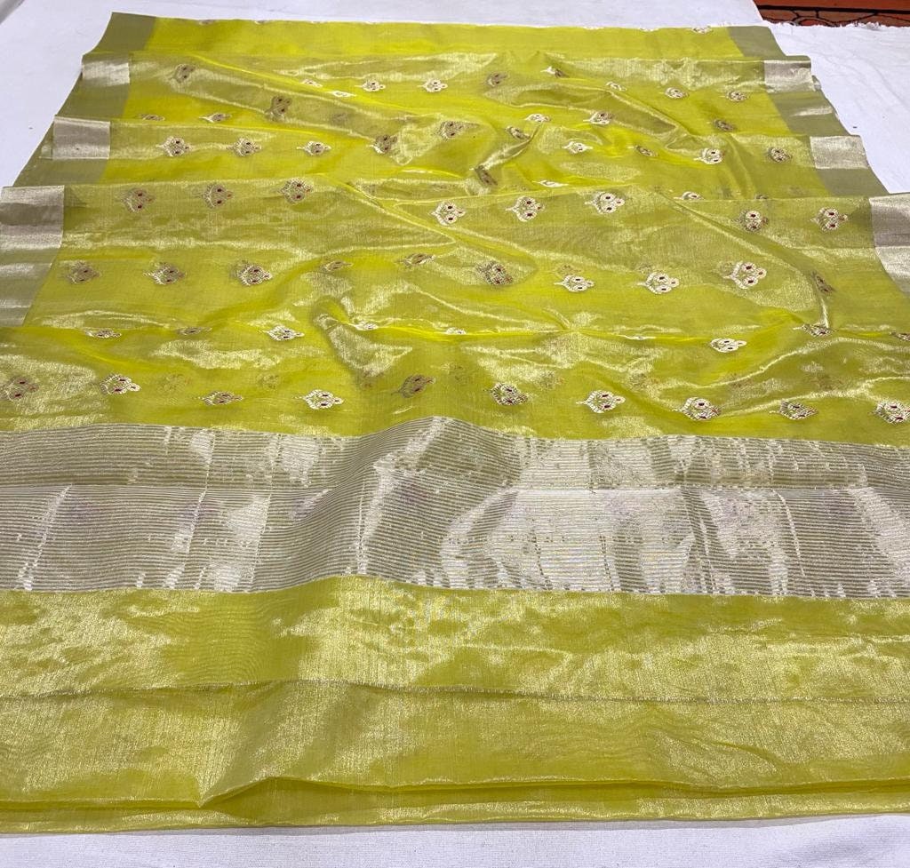 Yellow Chanderi Sareepure Silk Saree Sareewedding Wear - Etsy