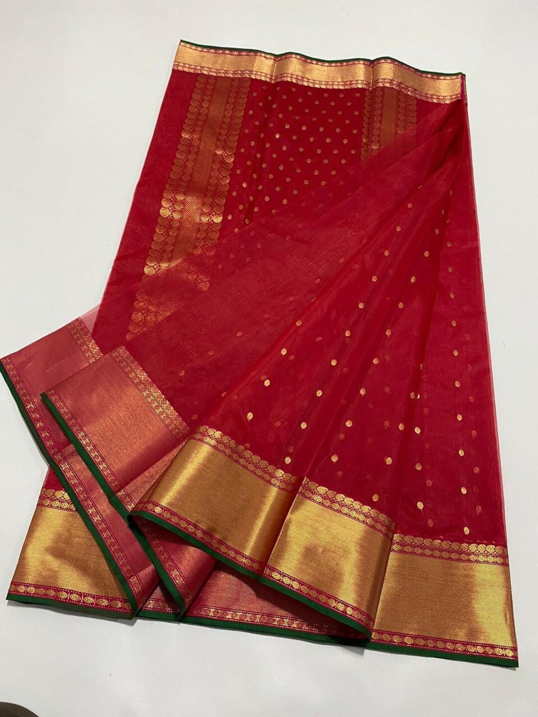 Red Chanderi Silk Saree,pure Silk Saree for Wedding Women,chanderi ...
