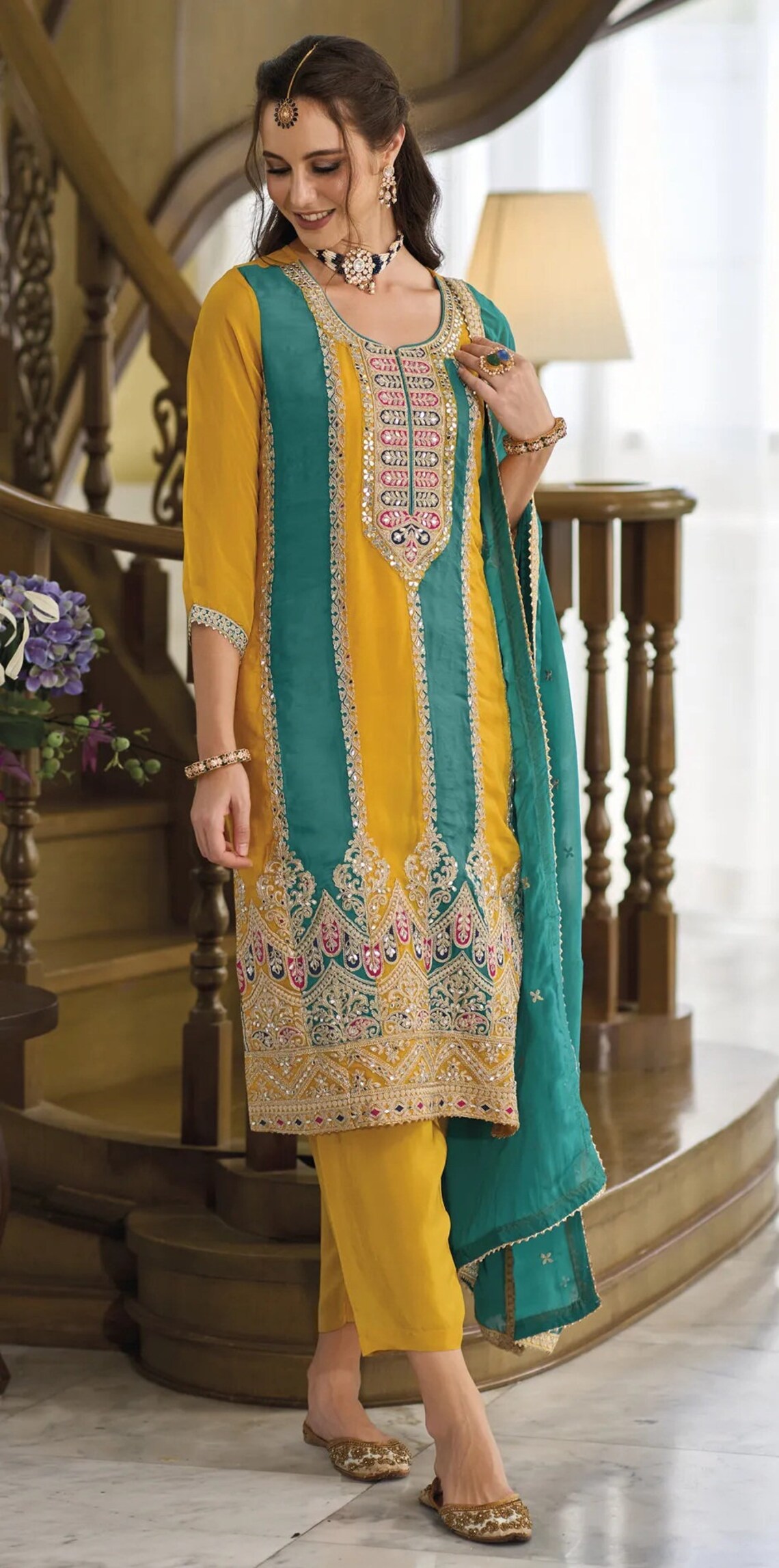 Trendy Mehendi Outfit,latest Yellow Pakistani Indian Salwar Kameez ...