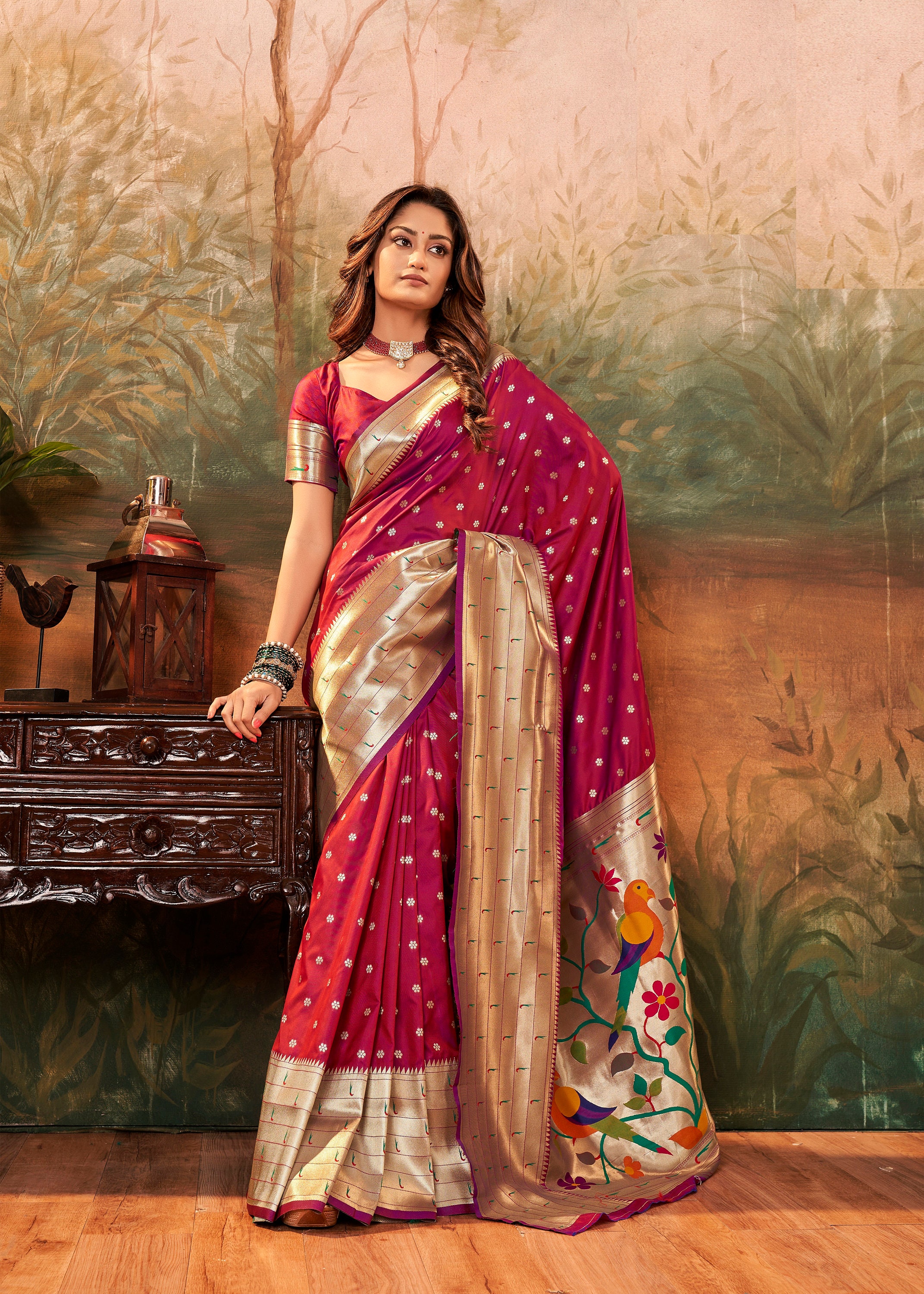 Maroon Paithani Silk Saree for Wedding for Occasion, Saree for Women ...