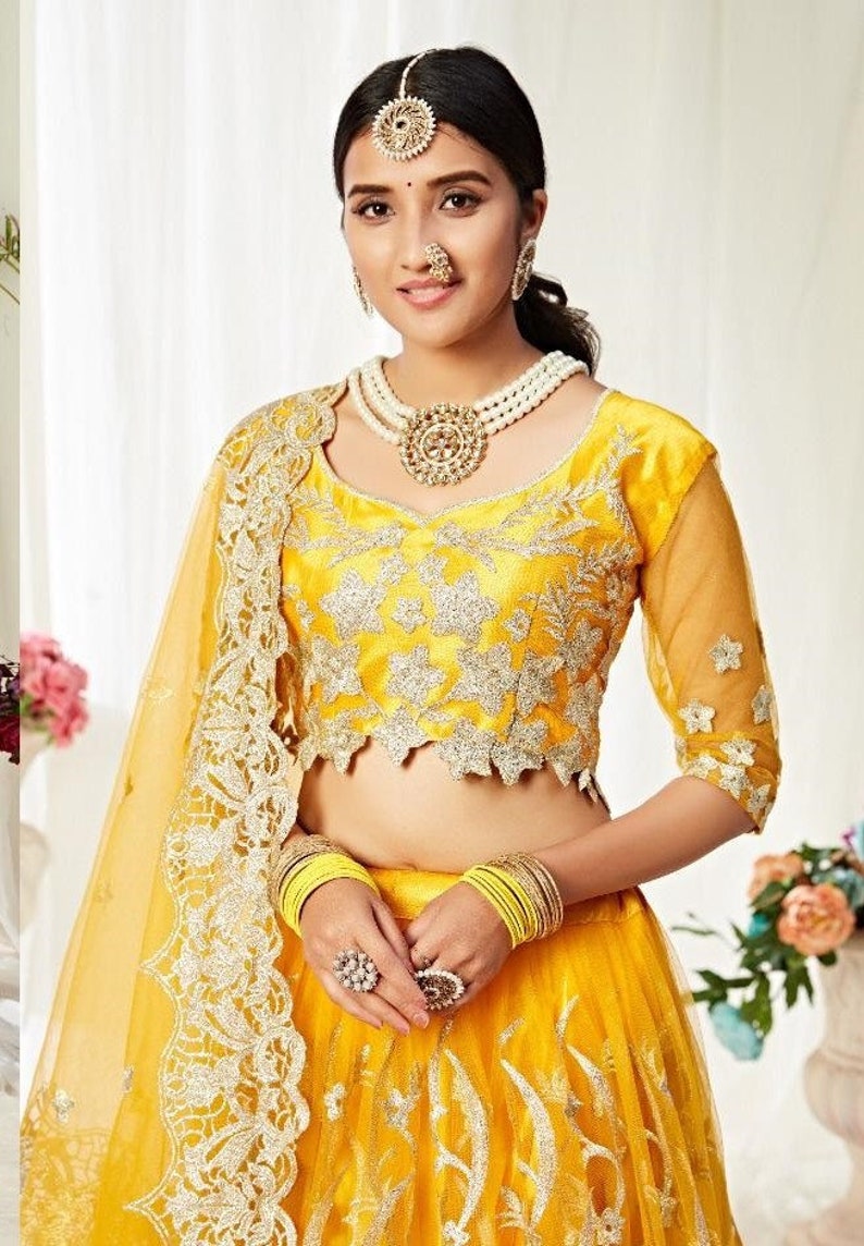 Latest Yellow Color Lehenga Choli Latest Lehenga for Wedding - Etsy