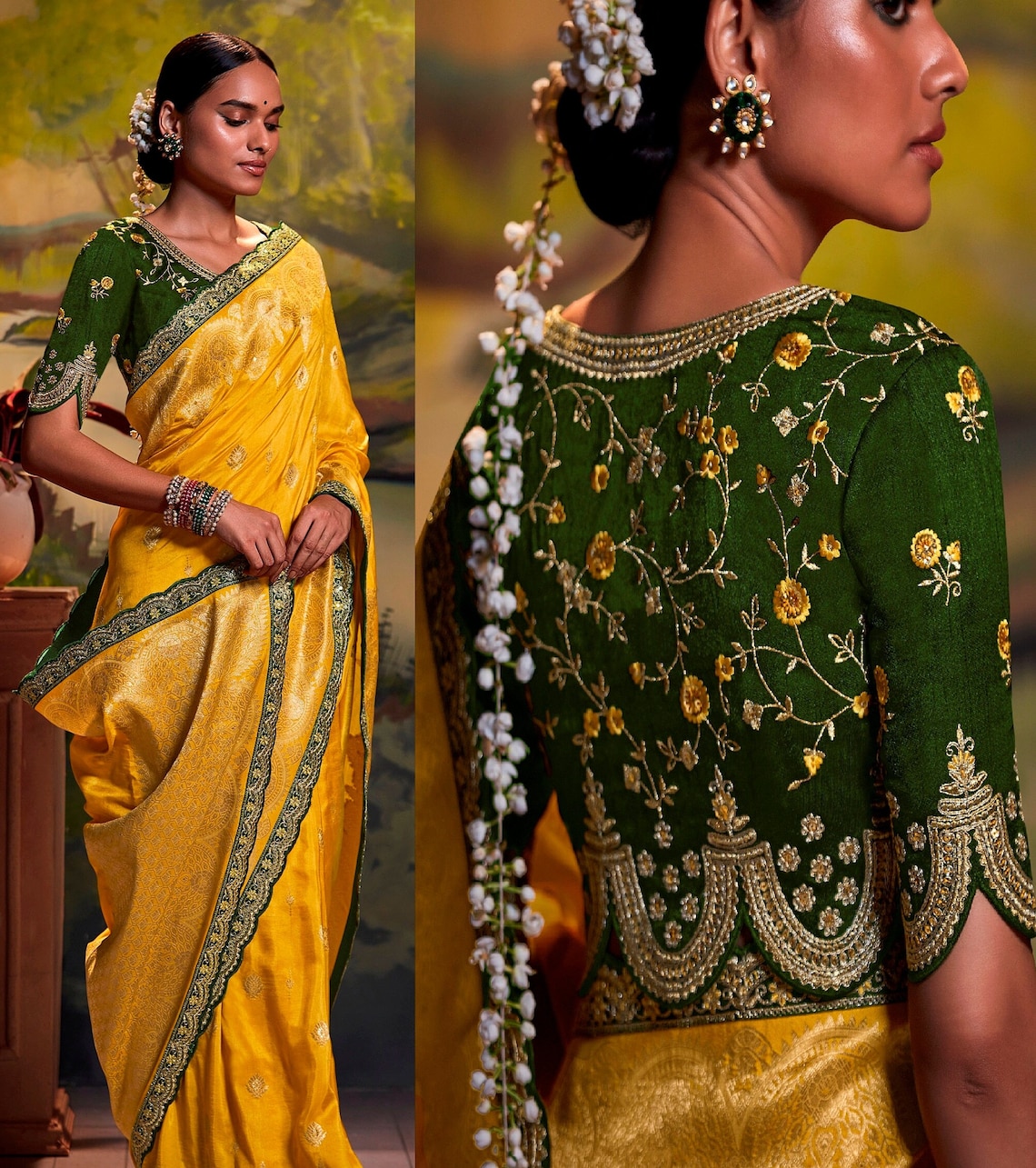 Yellow Soft Silk Saree for Haldi,wedding Party Wear Yellow Sari With ...