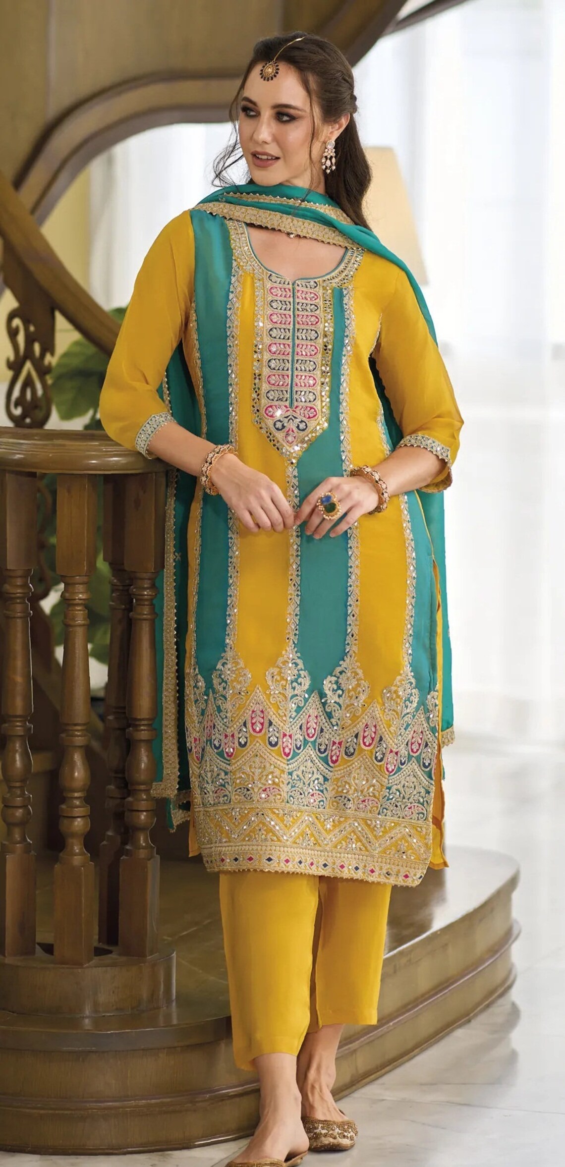 Trendy Mehendi Outfit,latest Yellow Pakistani Indian Salwar Kameez ...