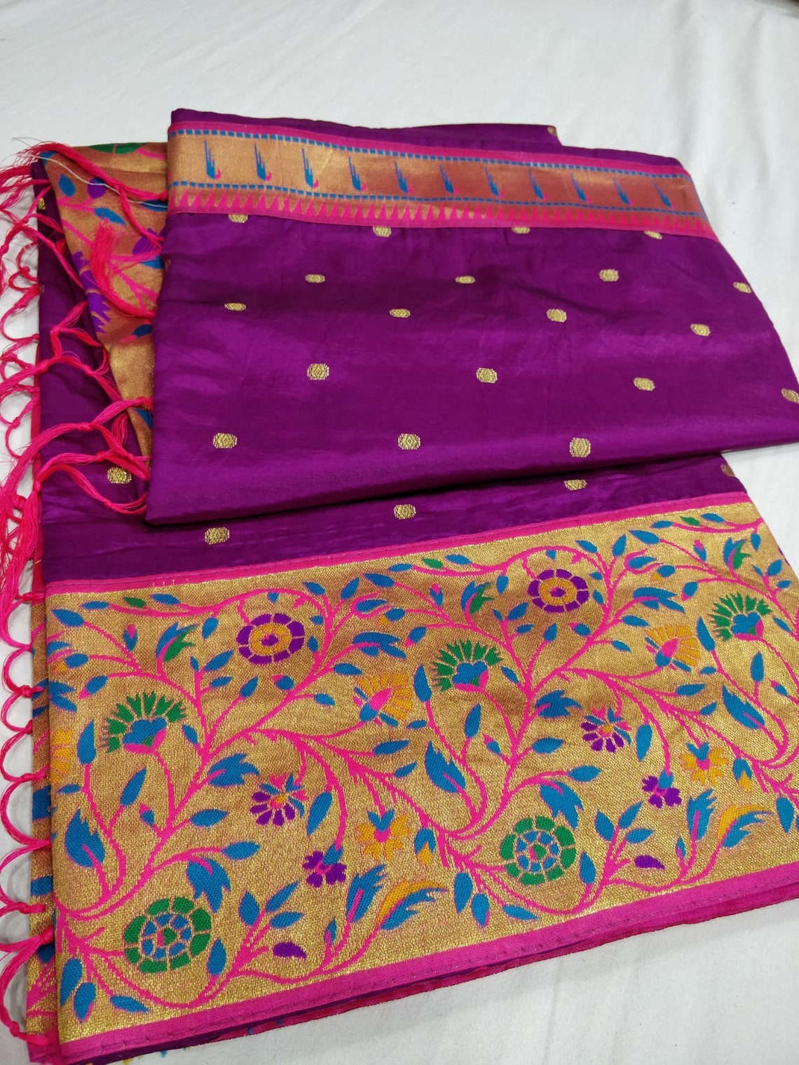 Paithani Border Saree Bollywood Style Silk Saree With Ready to - Etsy