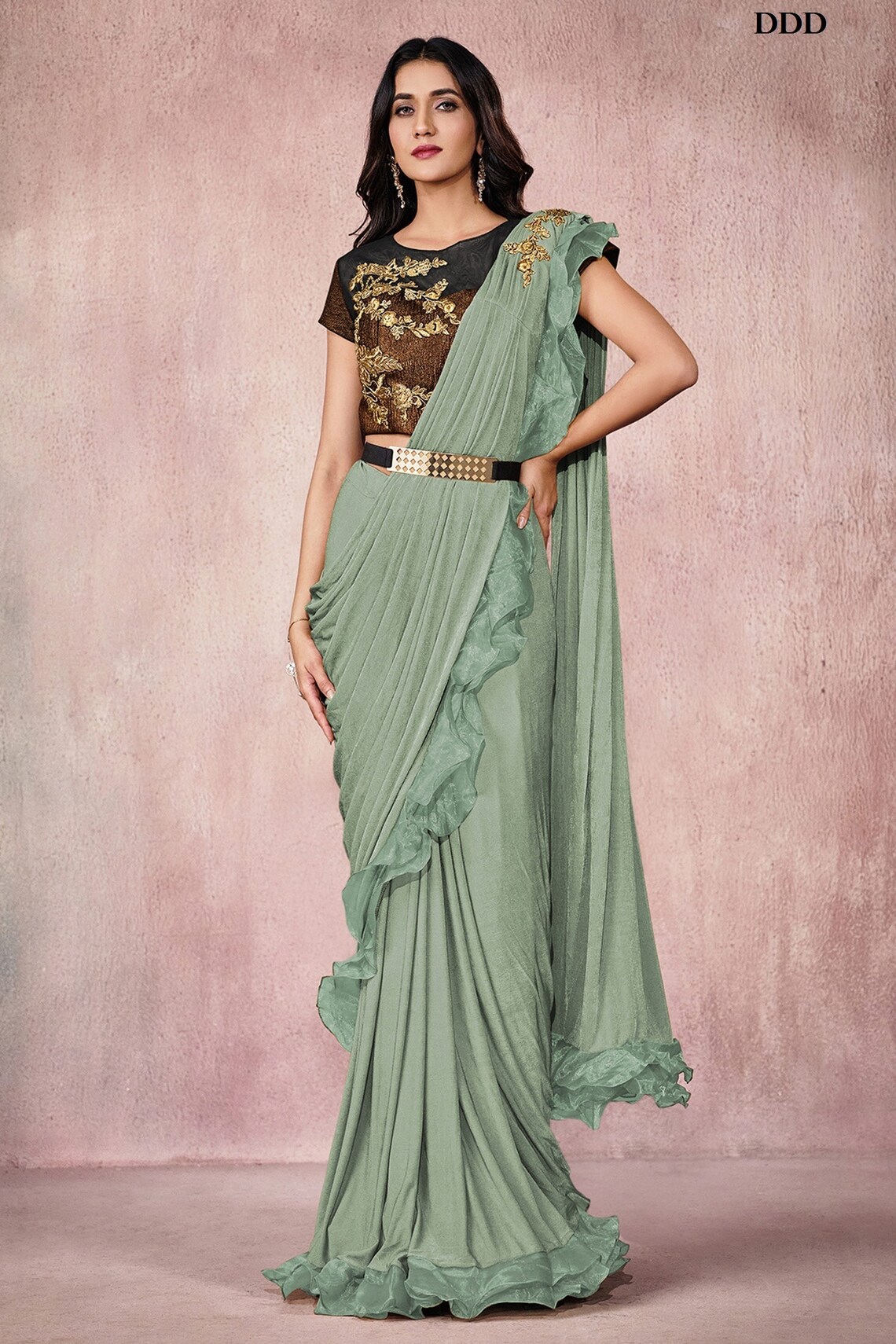 Ready To Wear Sareepre Pleated Sareetrendy Saree Heavy Work Etsy
