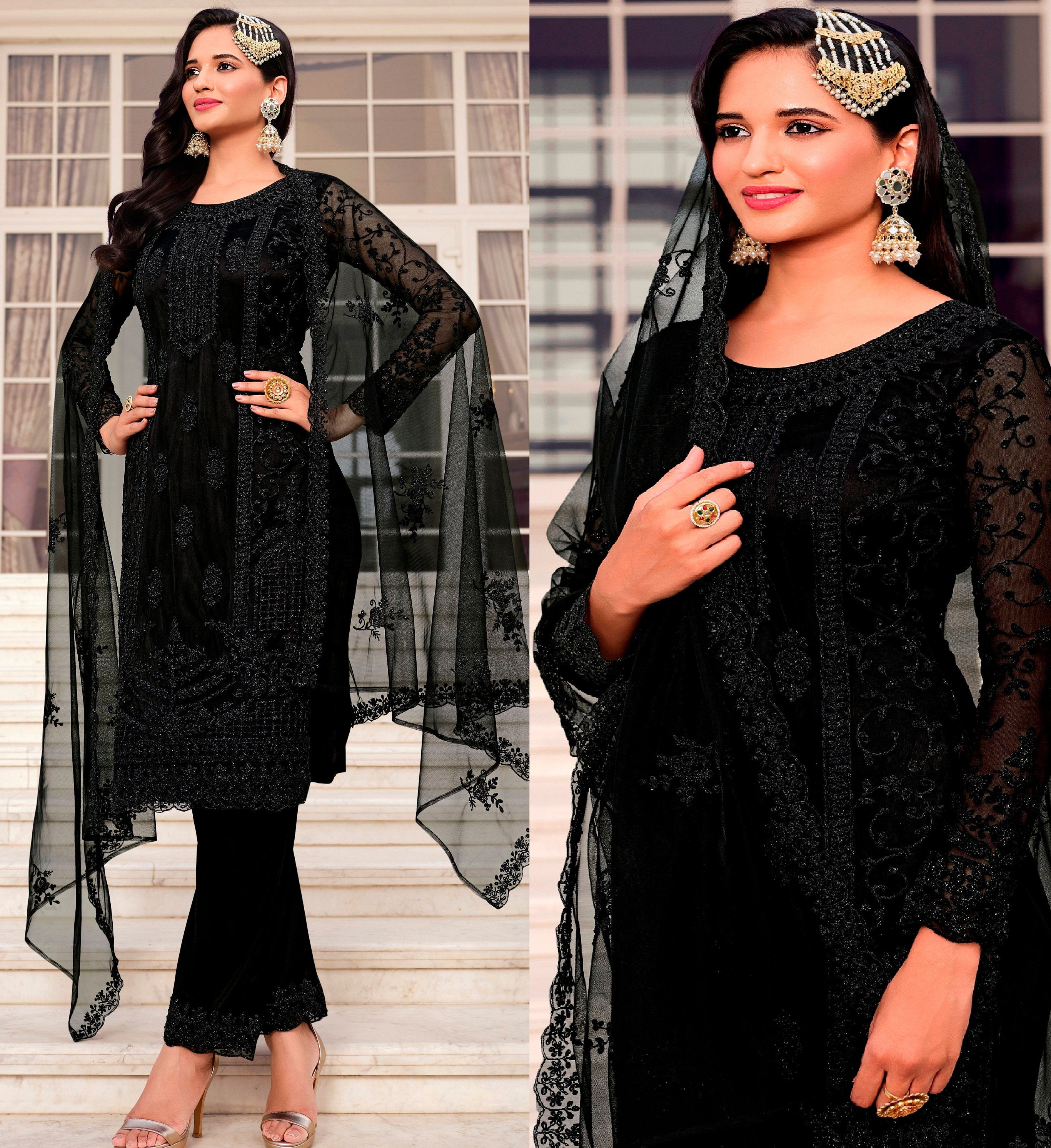 Black Plain Salwar Kameez Designs