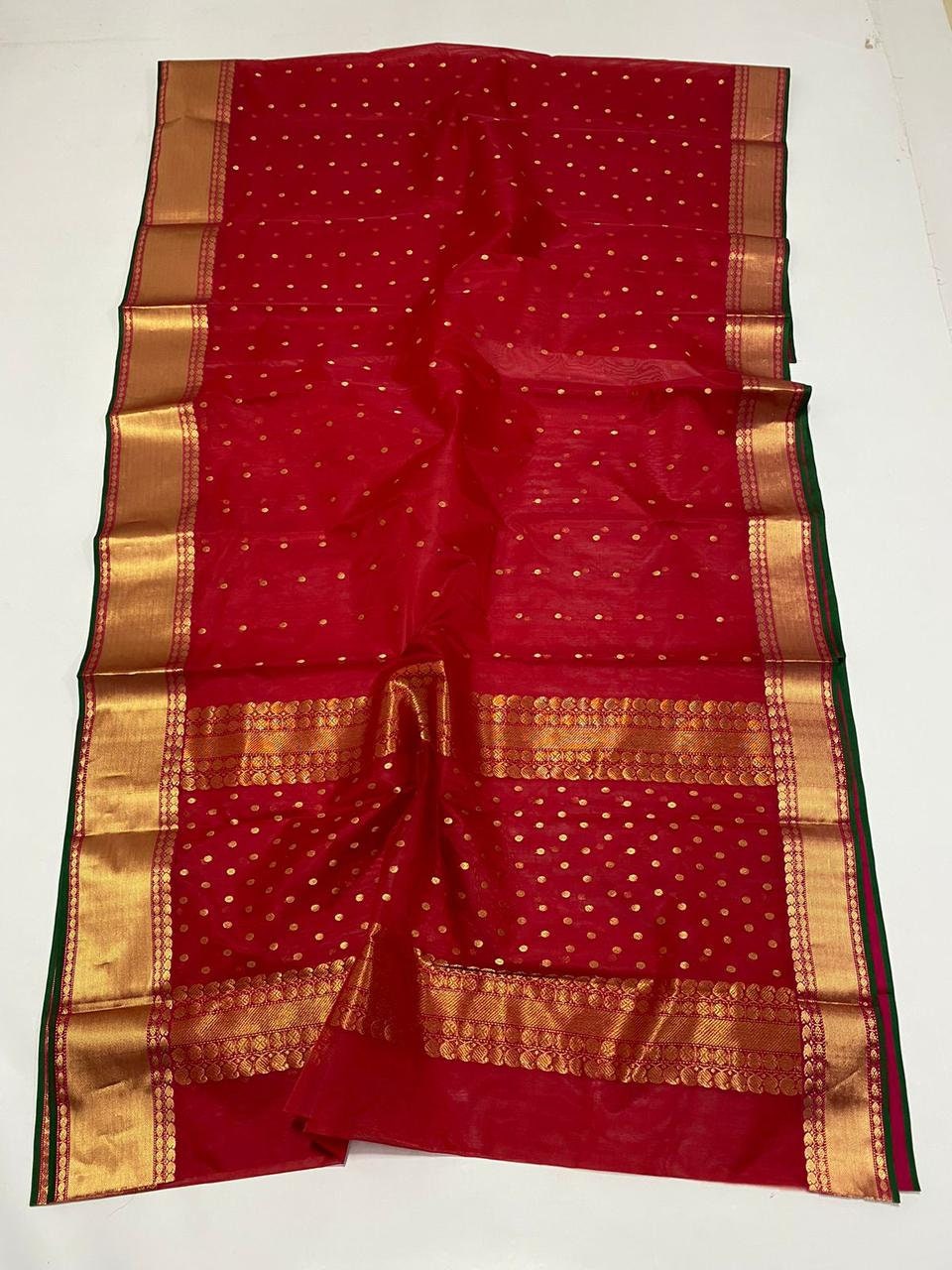 Red Chanderi Silk Sareepure Silk Saree for Wedding - Etsy