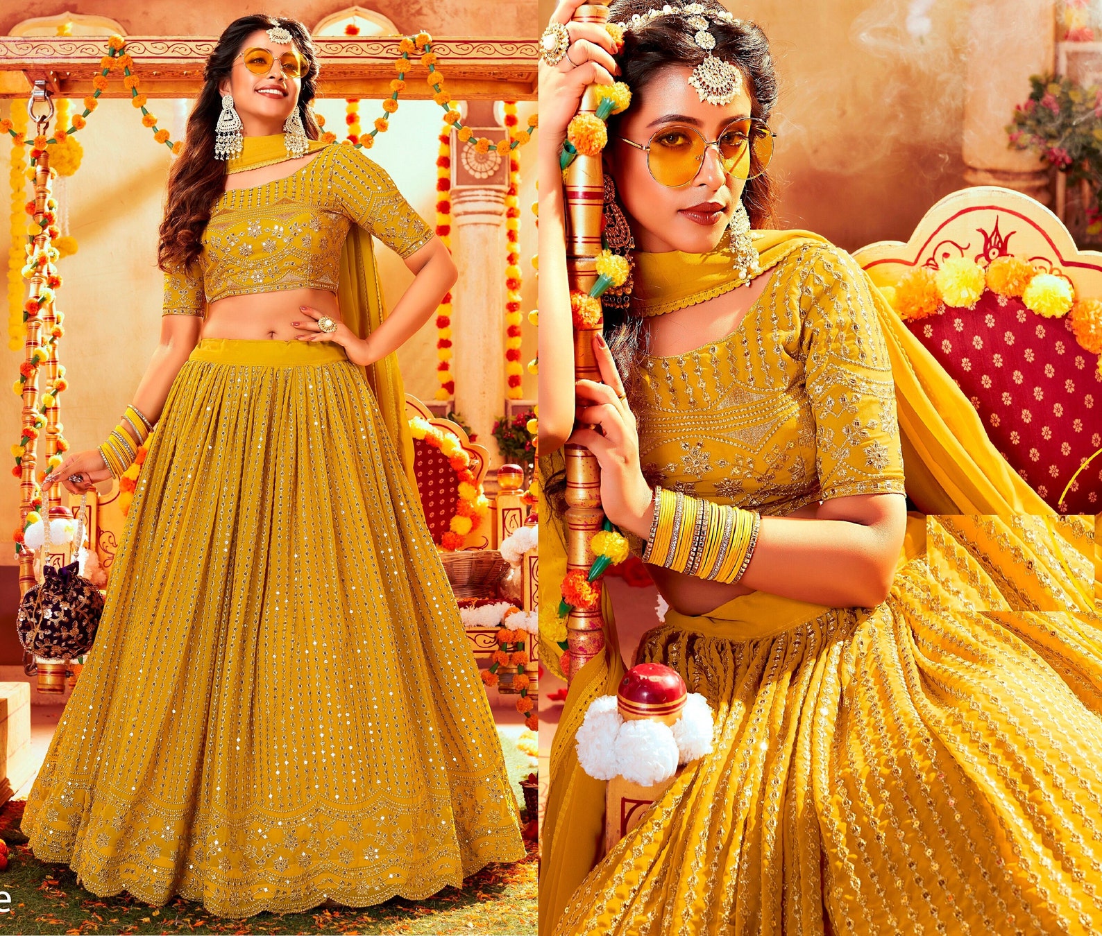 Latest Yellow Color Lehenga Choli Latest Lehenga for Wedding - Etsy