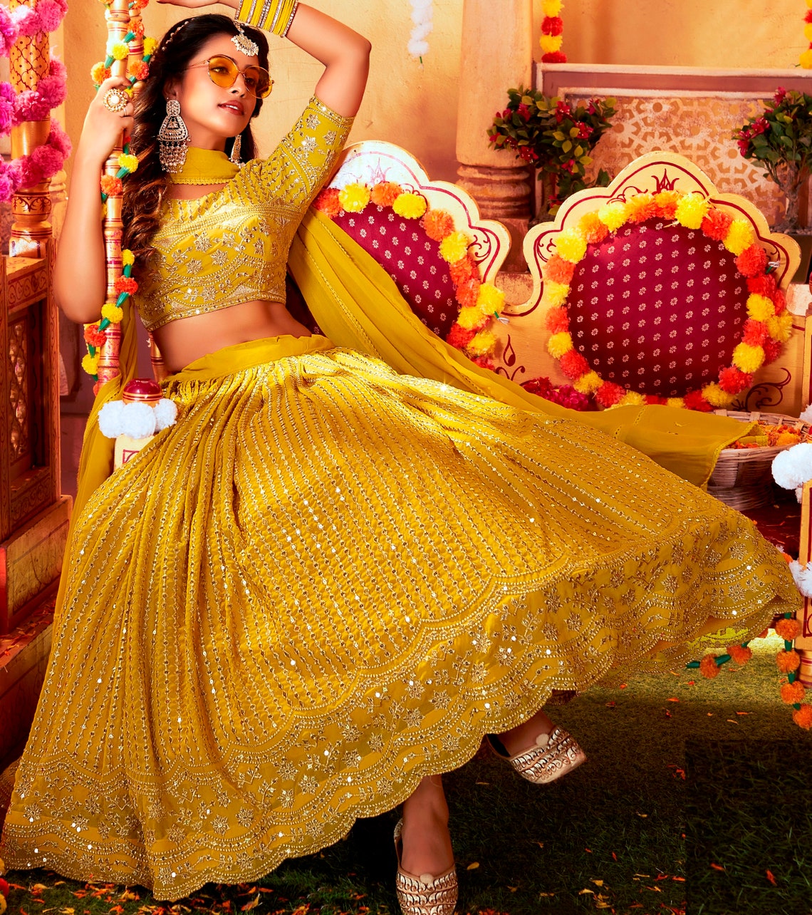 Latest Yellow Color Lehenga Choli Latest Lehenga for Wedding - Etsy