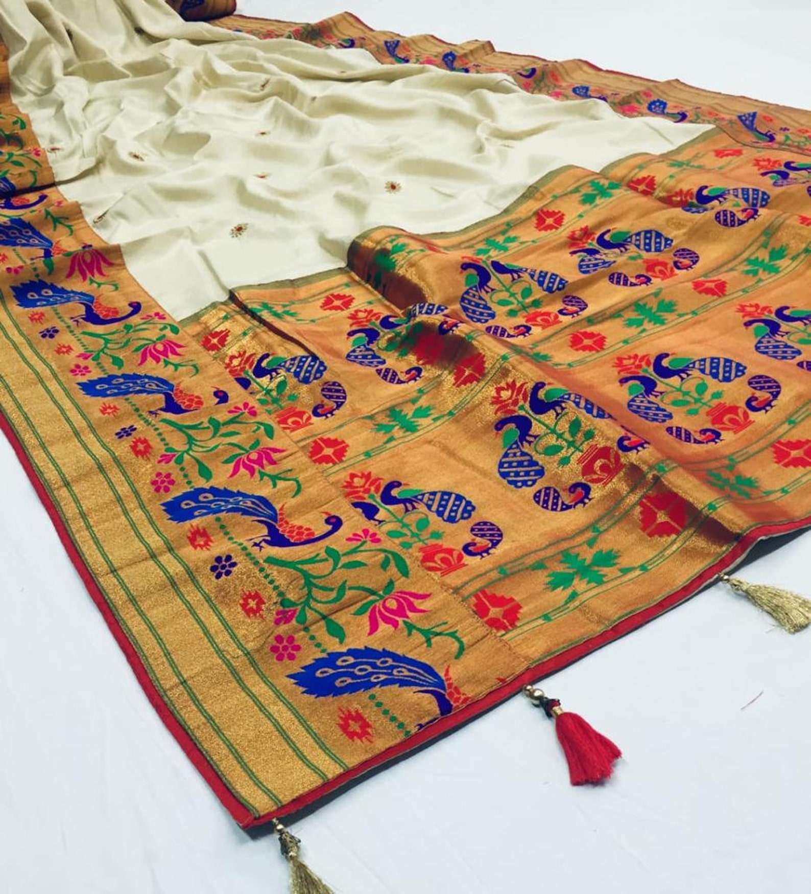 Pure Silk Paithani Saree for Women With Patch Work Border - Etsy