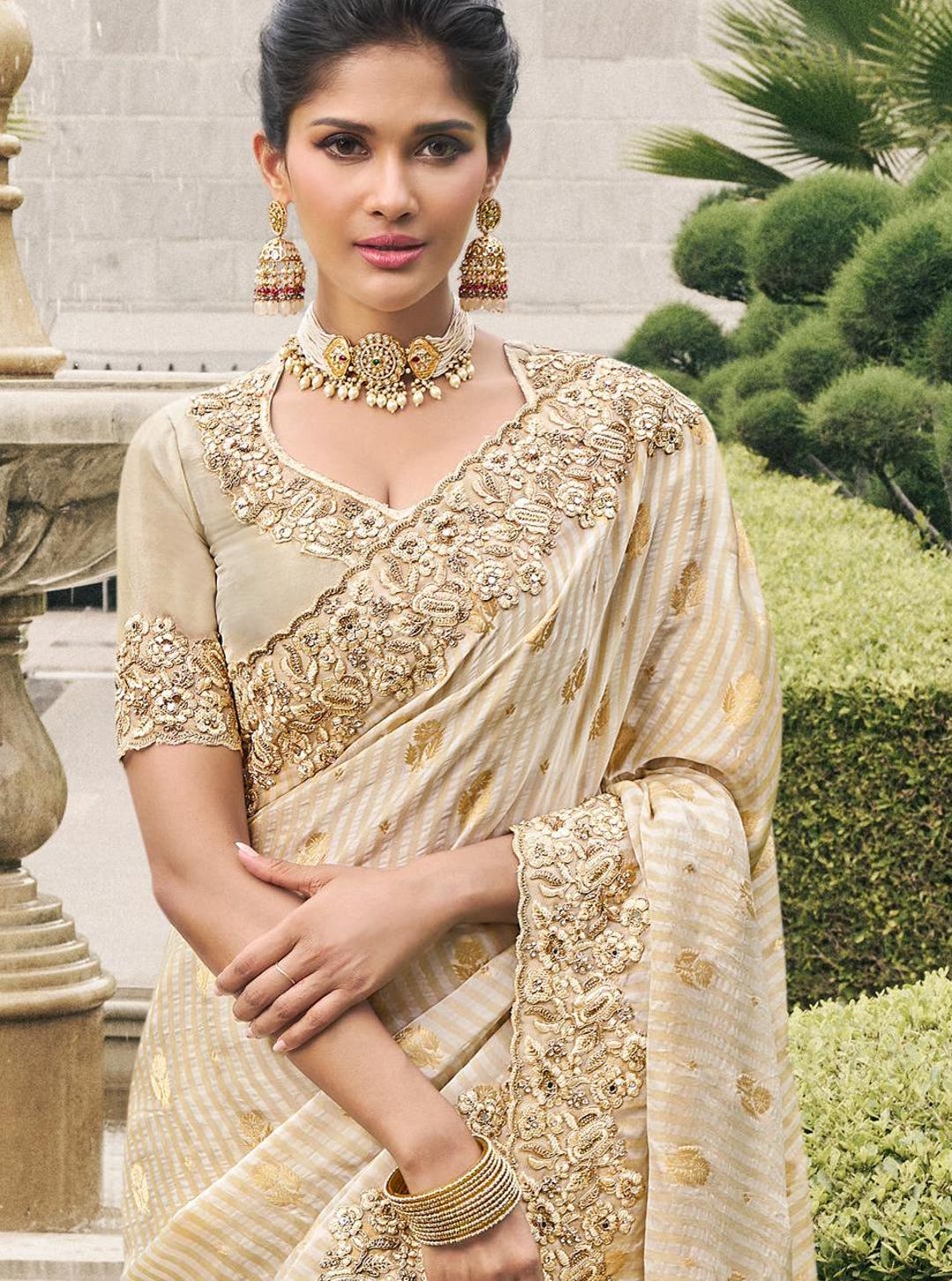 Offwhite Silk Saree,white Saree,wedding Saree, Party Wear Saree ...