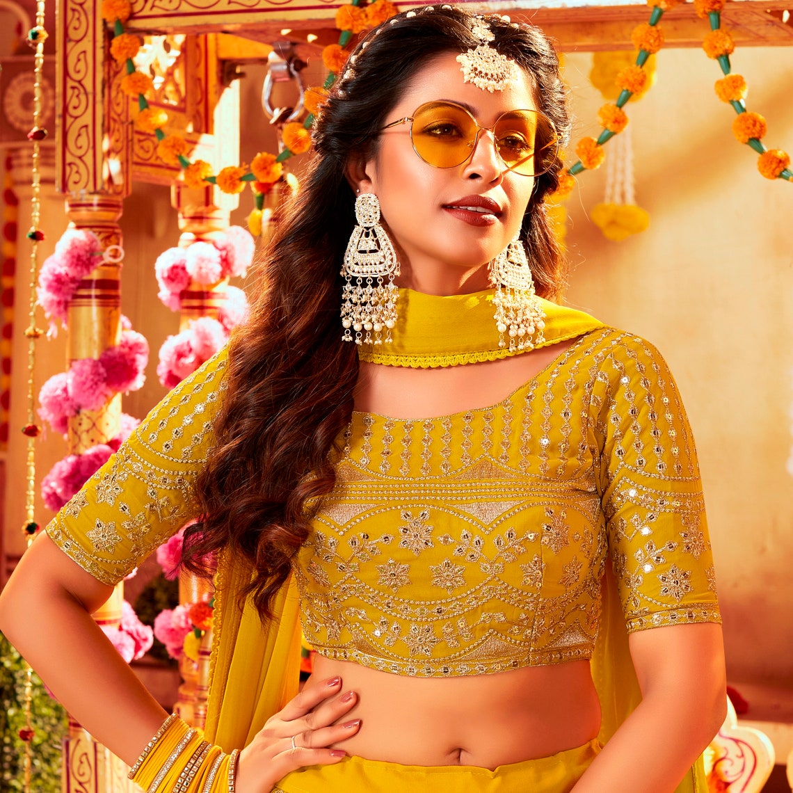 Latest Yellow Color Lehenga Choli Latest Lehenga for Wedding - Etsy