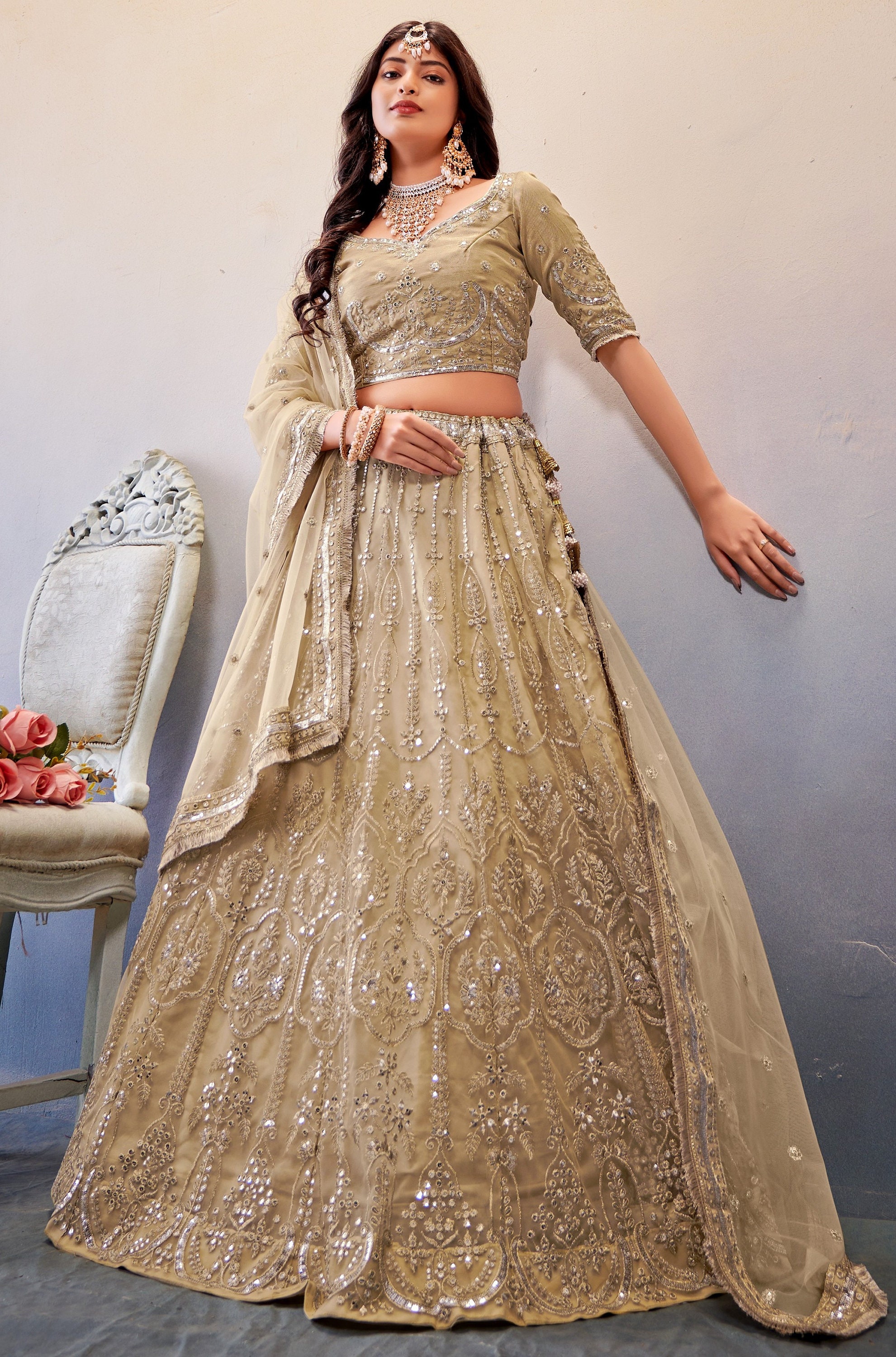 Sabyasachi Designer Cream Color Offwhitelehenga Choli - Etsy