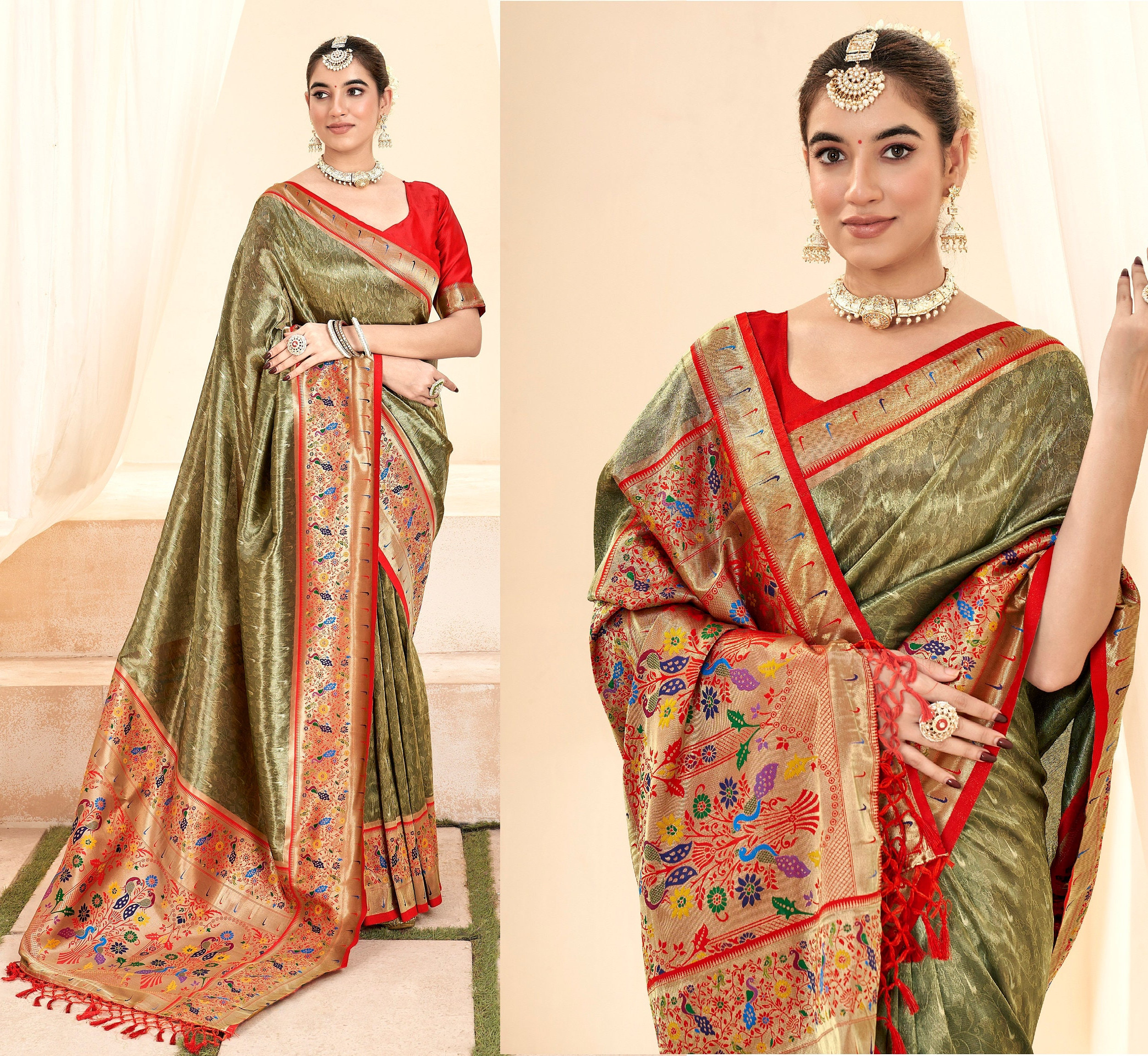 PAITHANI SILK Saree With Paithani Border,trendy Ethnic Saree, Indian ...