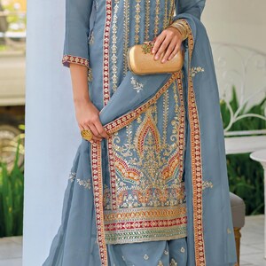 Purple,blue,silk Suit Blue ,readymade,suit, Dress,salwar Kameez, Suit ...