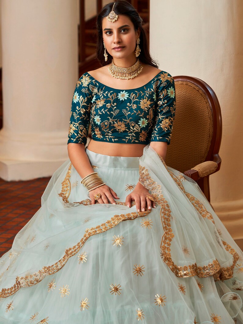 Light Blue Lehenga Ready to Wear Wedding for Women and Girls - Etsy