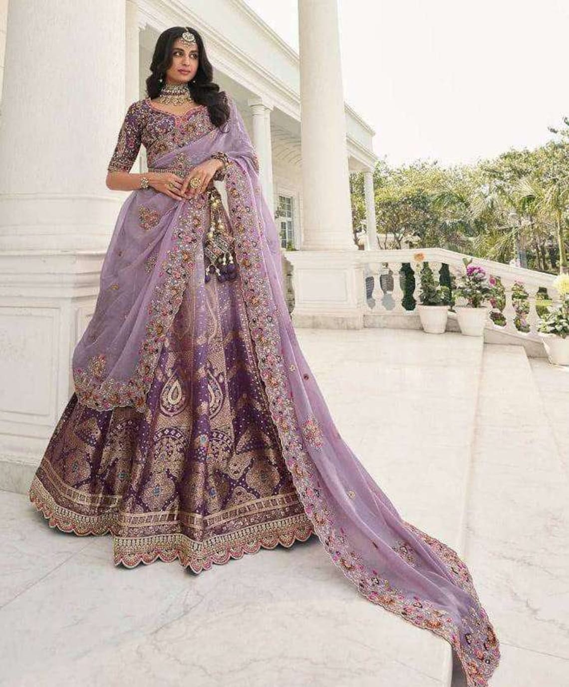 Lavender Purple Lehenga for Wedding Embroidered Bridal Lehenga - Etsy