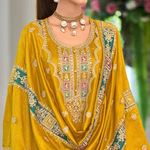 Yellow Bridal Suit Pakistani Indian Wedding Party Wear Designer Salwar ...