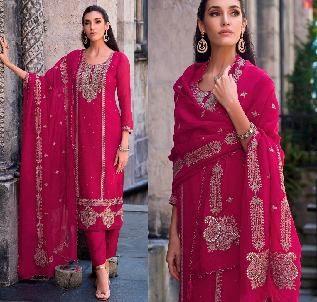 New Pakistani Salwar Suit Pink, Party Wear Salwar Kameez, Wedding ...