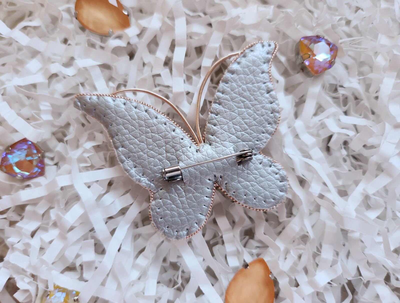 Light Pink Butterfly Brooch, Embroidered Beaded Brooch, Handmade ...