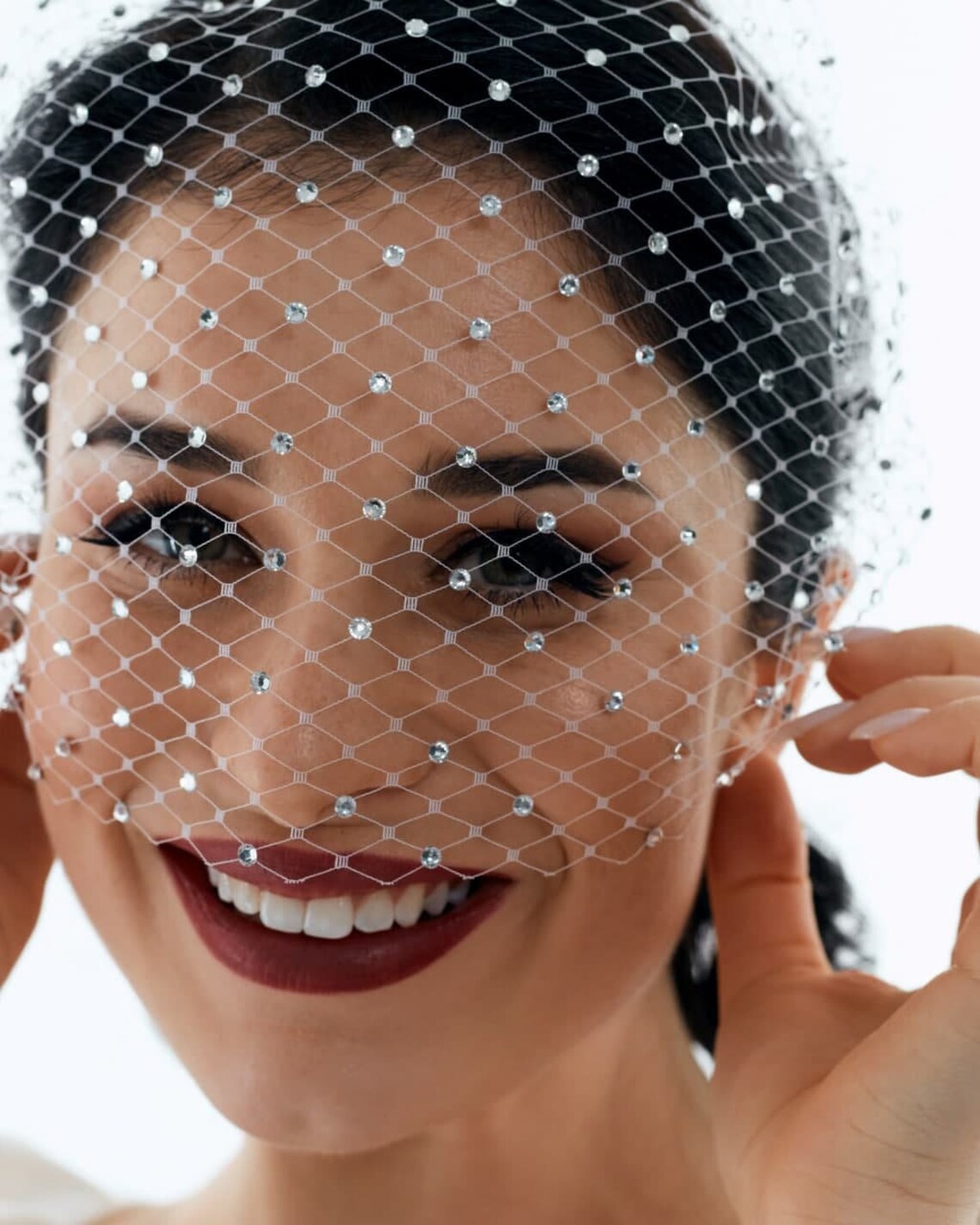 Shimmer Veil, Bridal Veil, Swarovski Veil, Mesh Party Veil, Wedding ...