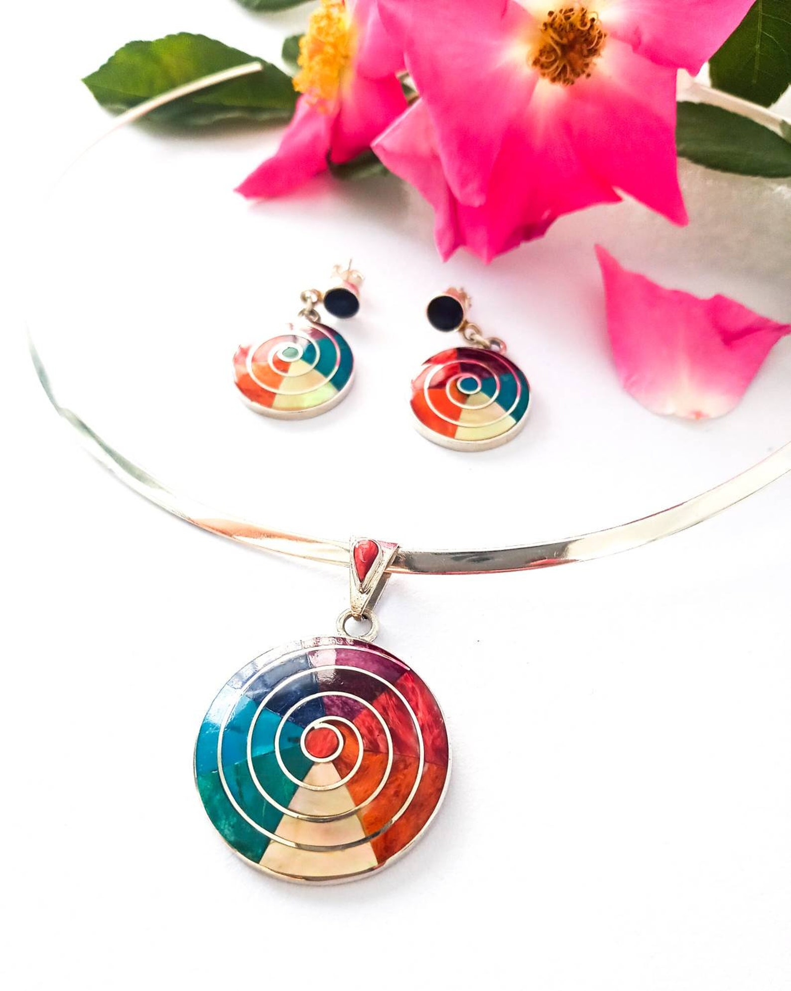 Set Peruvian Jewelry Choker Silver 950 Pendant With Spondylus Choker ...