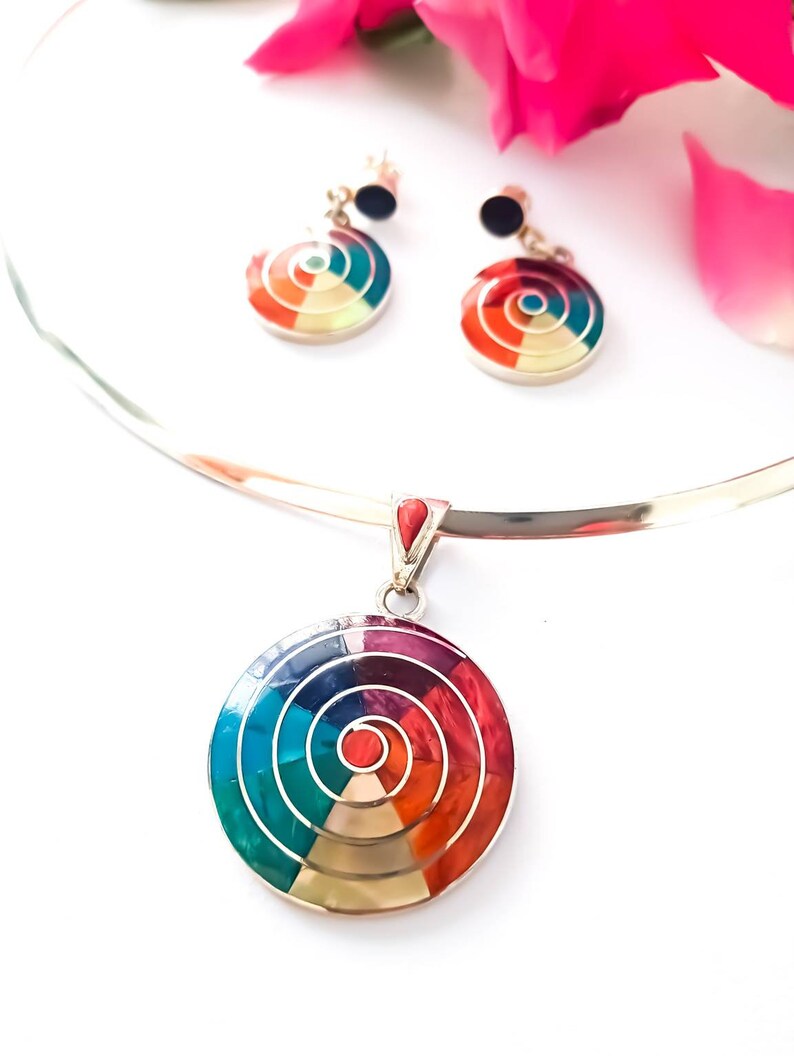 Set Peruvian Jewelry Choker Silver 950 Pendant With Spondylus Choker ...