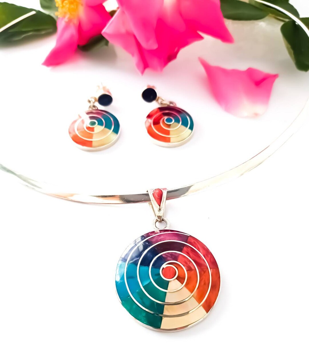 Set Peruvian Jewelry Choker Silver 950 Pendant With Spondylus Choker ...