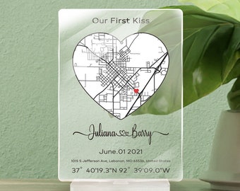 First Date Map Plaque - Etsy