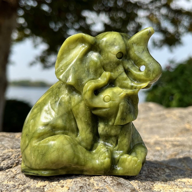 Jade Elephant Figurine - Etsy