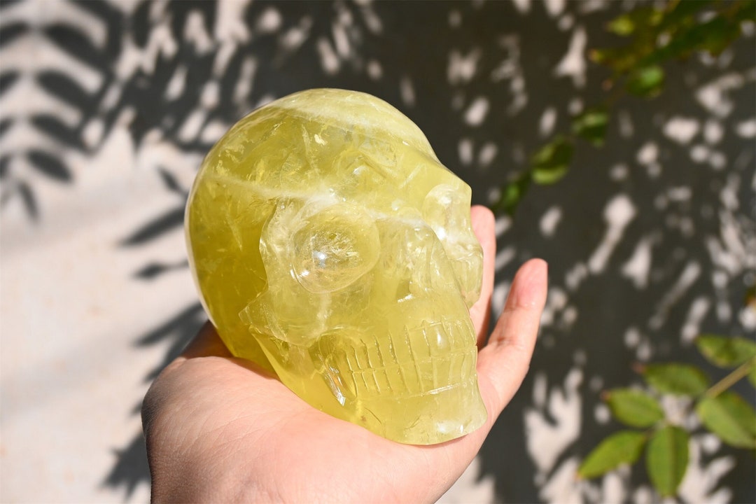 4'' Natural Carved Citrine Skull，crystal Skull Carved，crystal Gift ...