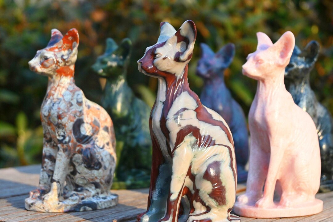 6'' Natural Quartz Crystal Hairless Cat Decor，crystal Cat Carveed ...